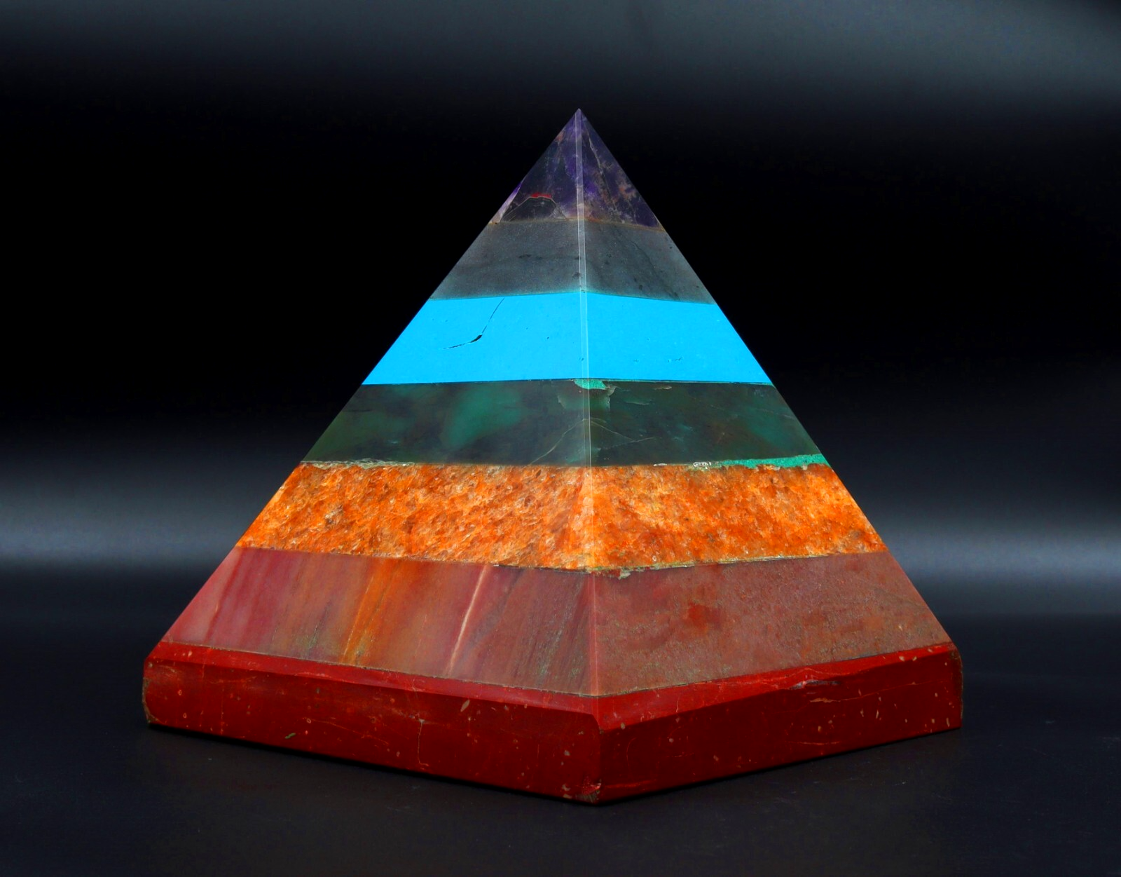 140MM Seven Chakra Gemstone Pyramid Natural Healing Egyptian Spiritual ...