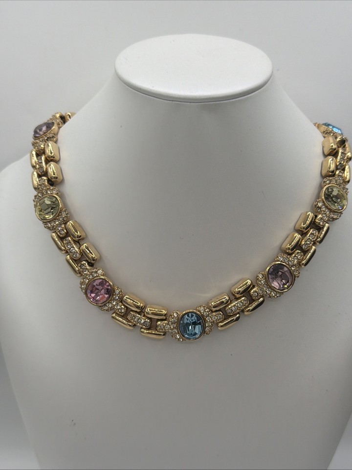 Rare Vintage Signed Ciner Multi‑Color Rhinestone Necklace | Stunning ...