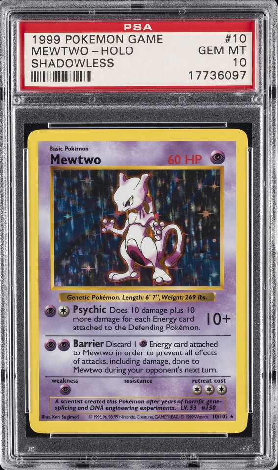 1999 POKEMON BASE SET SHADOWLESS #10 MEWTWO-HOLO PSA 10 | eBay