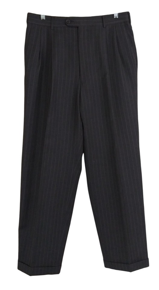 Coppley Two Piece Gray Wool Brown Stripe Suit 40R Pants 32X29.5 | eBay