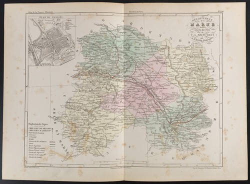 1855 - Antique Map Of The Department Of La Marne, By Dufour | eBay