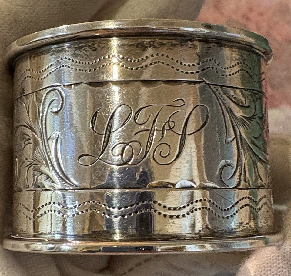 Three (3) Antique Sterling Silver Napkin Rings Monogramed Script | eBay