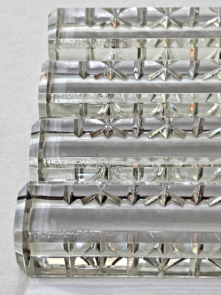 4 Vintage Czech Crystal Glass Square Knife Rests Signed | eBay