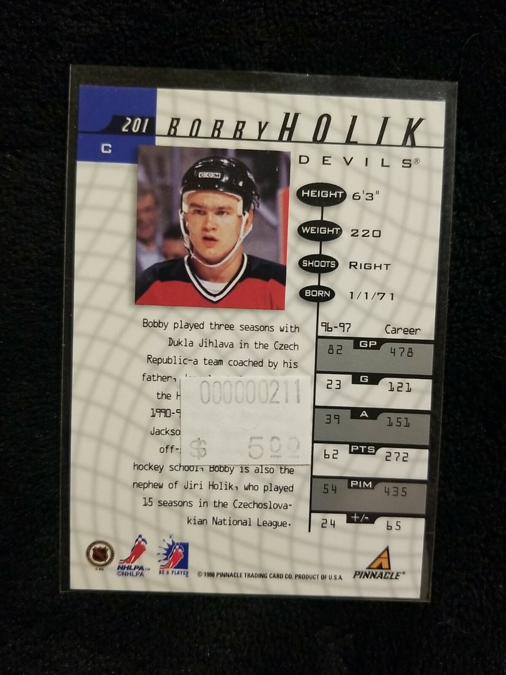 BOBBY HOLIK 1997-98 Be A Player NHL Autograph #201 New Jersey Devils ...