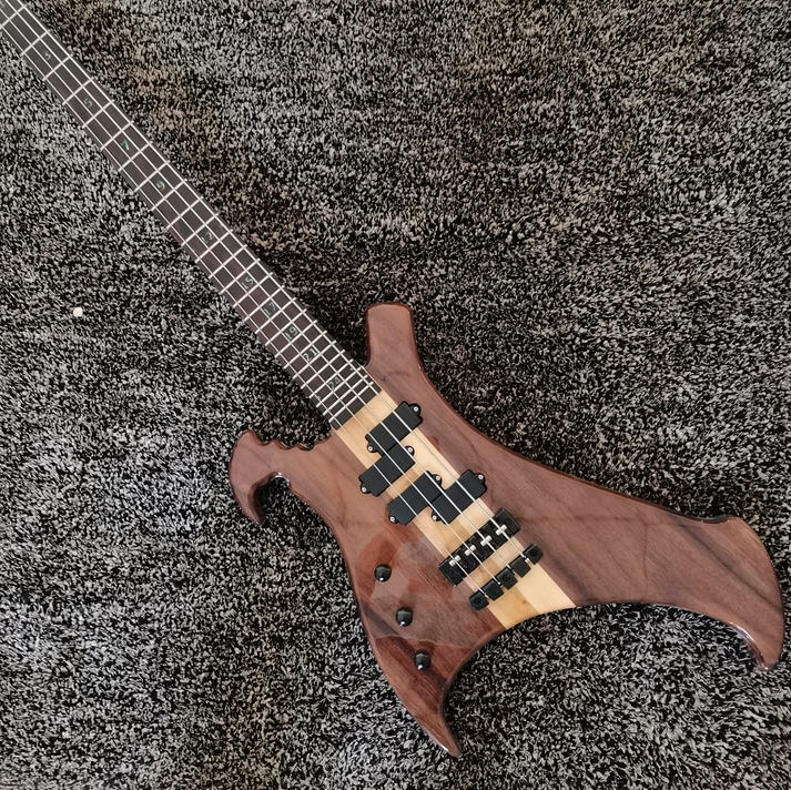 Left-handed 4-strings Special-shaped Electric Guitar Bass Neck Thru ...