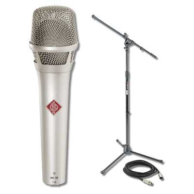 Neumann KMS 105 Condenser Handheld Vocal Microphone - Nickel with Stand ...