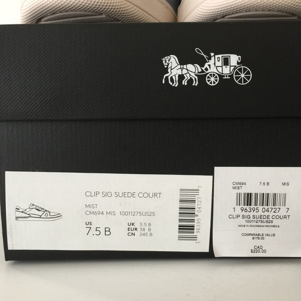 COACH Clip Low Top Sneaker In Signature Suede Leather Upper Womens US 7 ...