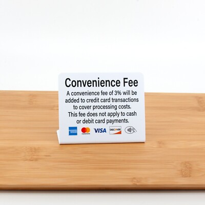 3pk Payment Signs w/ Convenience Fee, L Style, Plastic, Free Shipping ...