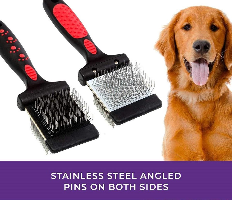 Pet FIRM DOUBLE-SIDED FLEXIBLE SLICKER BRUSH Dog Cat Mat Breaker Hair ...