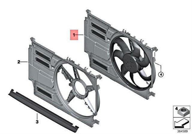 Genuine Mini BMW Cooper JCW One X1 F55 F56 F57 Fan Housing With Fan ...
