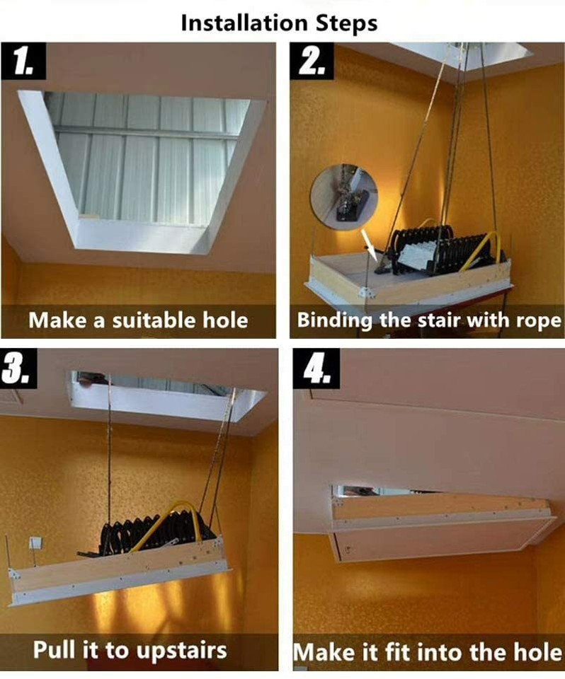 10ft Attic Ceiling Ladder 31.5x35.4 in Loft Ladder Stairs Pull Down ...