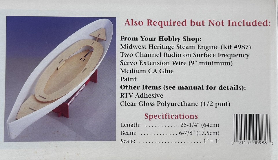 Midwest Products Elliott Bay Ship Model Kit Steam Launch Boat MINT NEW ...