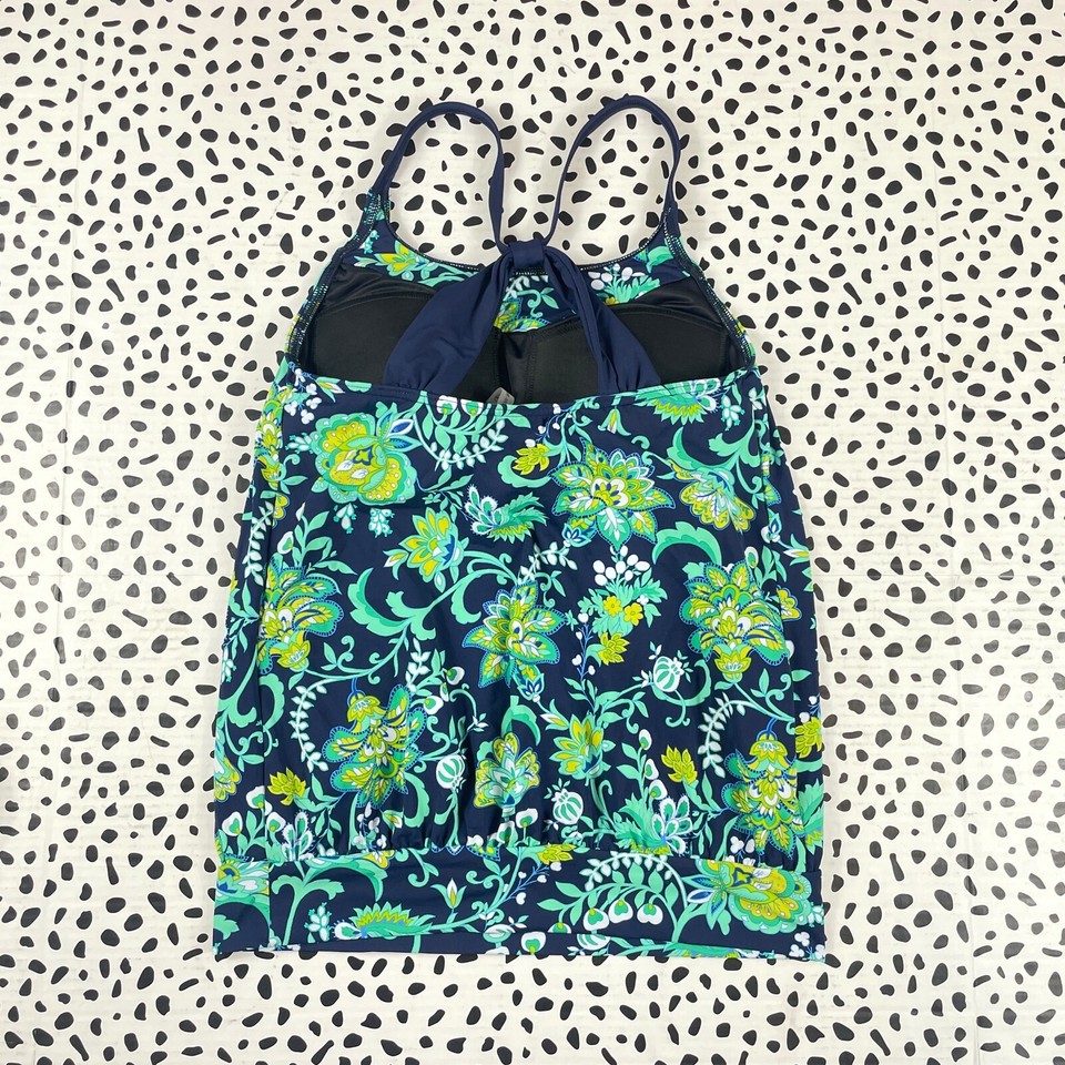 Lands End Deep Sea Floral Blousen Tankini SWIM TOP Reg 4 DD 453718 | eBay