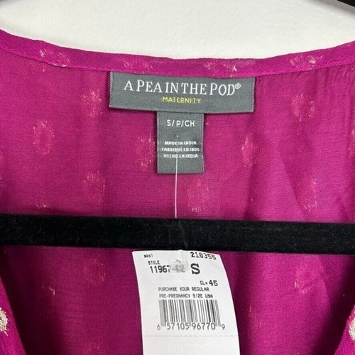 A Pea in the Pod Summer Sleeveless Magenta Gold Polka Dot Dress size S ...