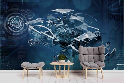 3D Vehicle Component Exploded Self-adhesive Removable Wallpaper Murals ...