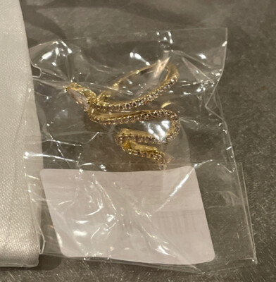 Adornia 14K Gold Plated Swarovski Crystal Accented Winding Snake Ring ...