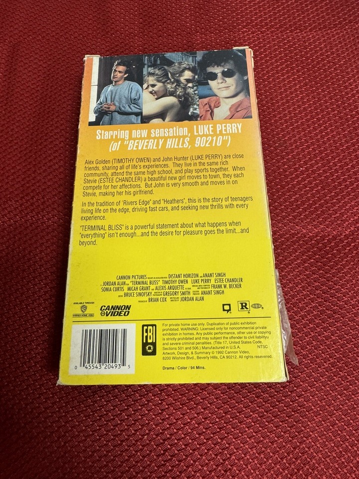 Terminal Bliss (VHS, 1992) Cannon Films Luke Perry HTF Rare 90s Teen ...