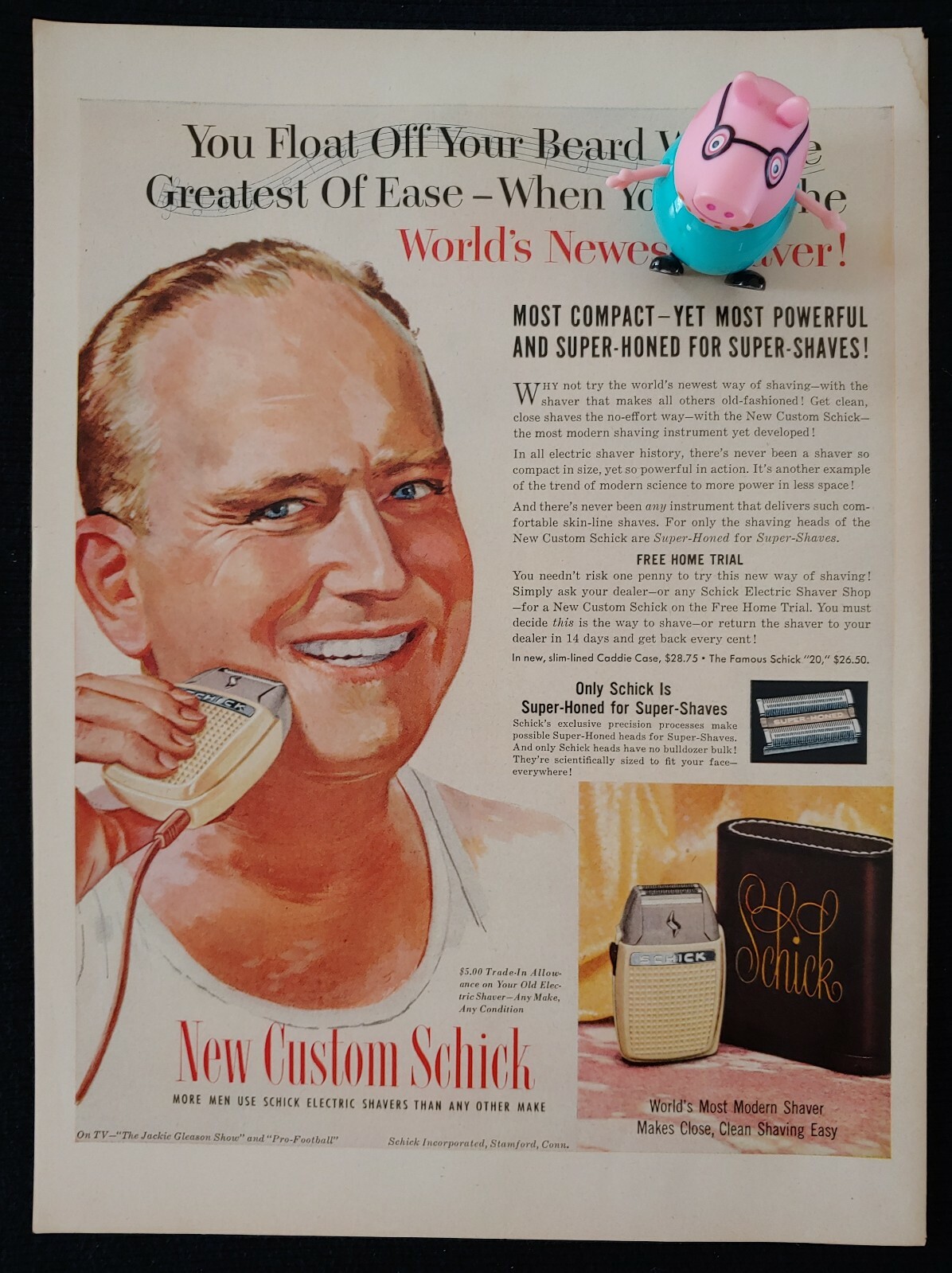 LARGE Vintage Schick Super Honed Electric Shaver Advertisement Ad ...