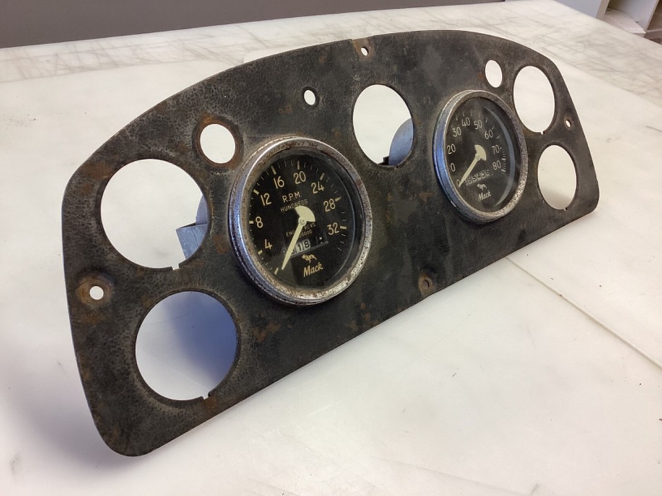 vintage Mack truck instrument cluster , early steel dash R model , DM ...