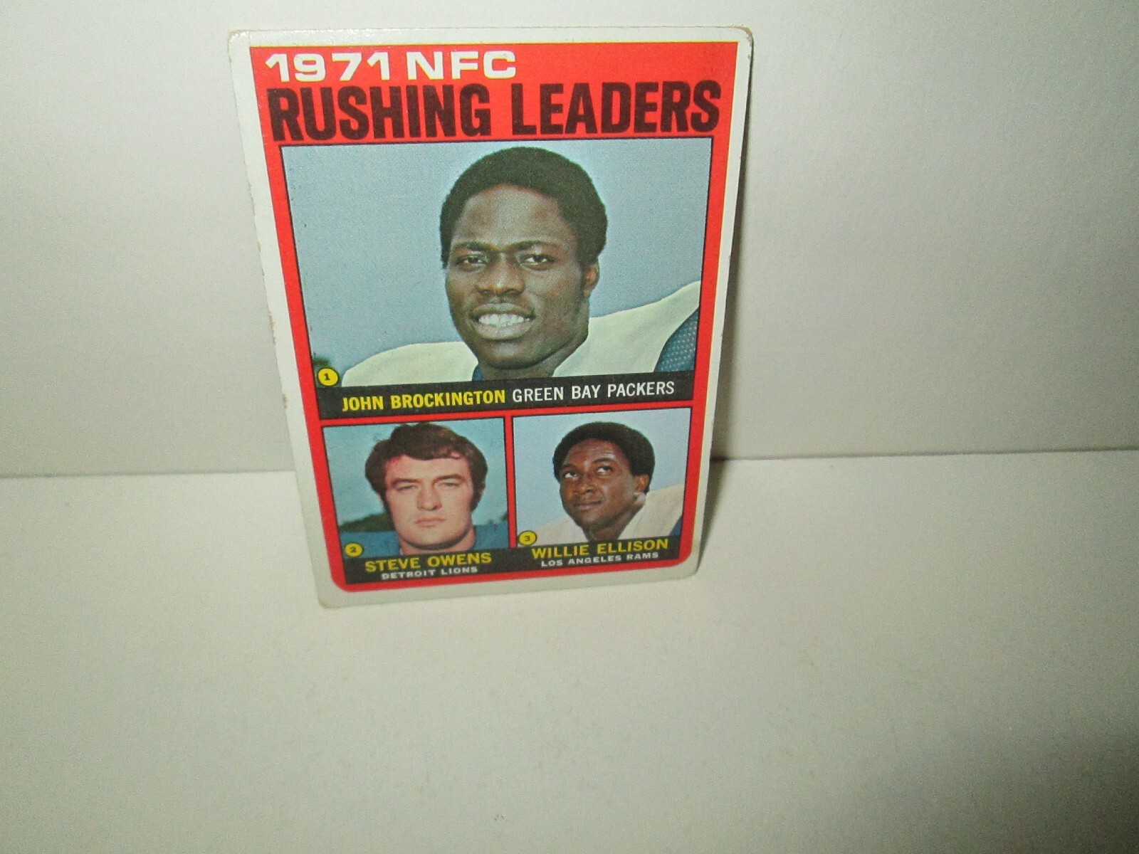 1971 NFC RUSHING LEADERS 1972 Card #2 JOHN BROCKINGTON Steve Owen ...