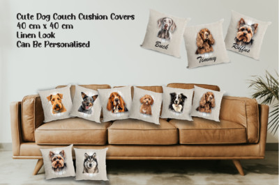 Dog Cushion Covers Linen Printed Dog Cushion / Pillow Covers 28 Breeds ...
