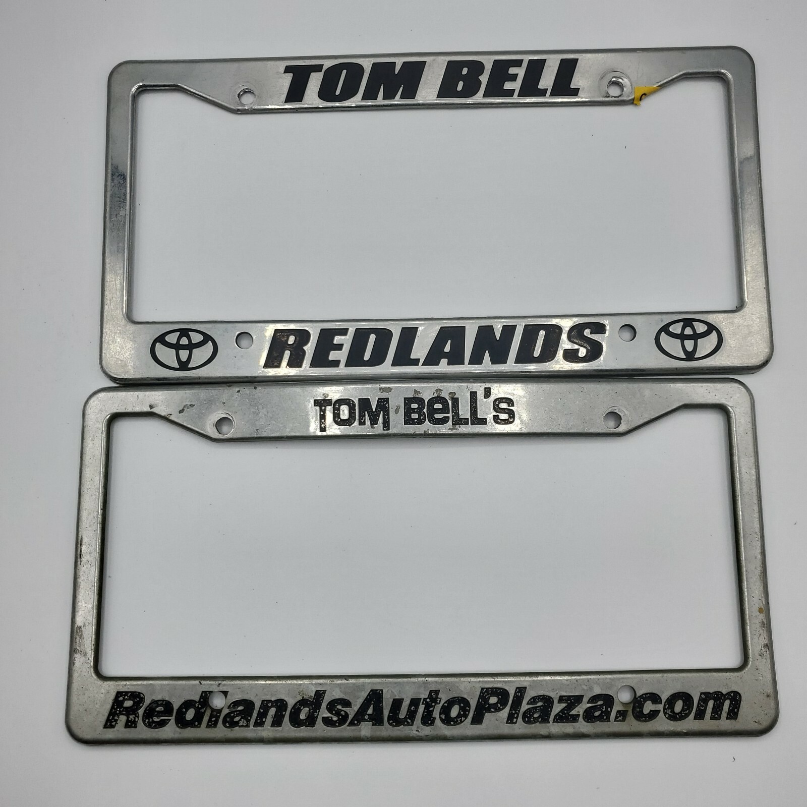 2x Tom Bell Toyota Redlands California Plastic Dealership License Plate ...