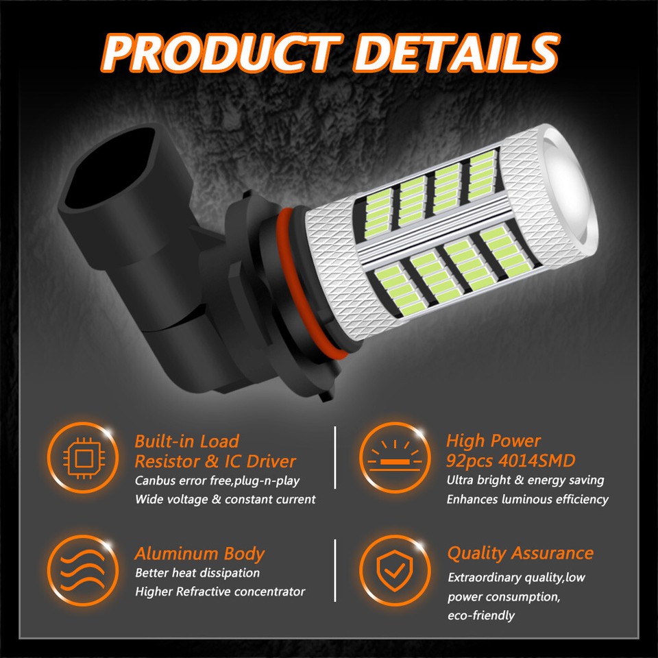 For BMW E34 E46 E39 E60 E63 E64 F10 M3 M5 9006 HB4 LED Fog Light Bulbs ...