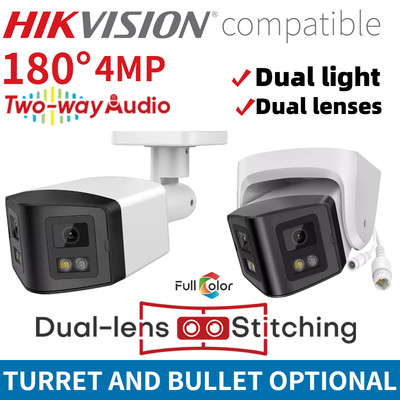 Hik Compatible 4MP 180° Panoramic Full Color Dual Lens IR IP Camera ...