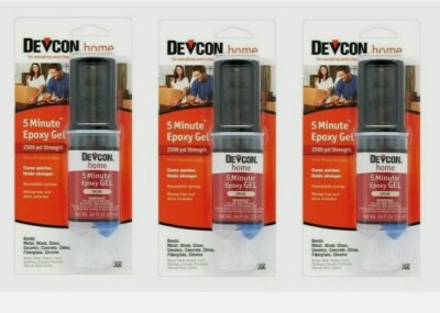 3~ Devcon 5 Minute EPOXY GEL Cream 0.84oz Cures Quick 2500 psi Hold ...