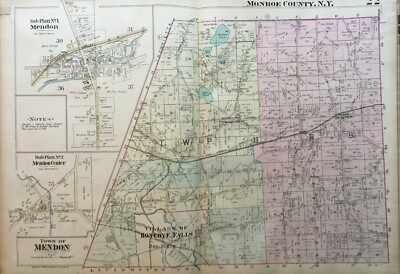 ORIGINAL 1924 MENDON HONEOYE FALLS MONROE COUNTY NEW YORK G.M. HOPKINS ...