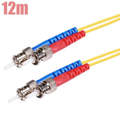 12M ST-ST Fiber Optic 9/125 Duplex Single Mode Optical Patch Cable Cord ...