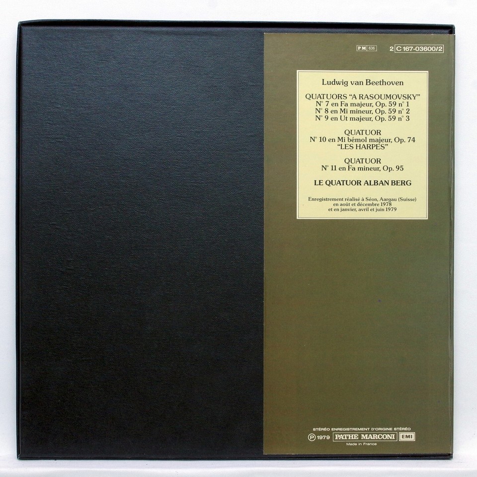 ALBAN BERG QUARTET ⸺ BEETHOVEN middle string quartets ⸺ EMI 3xLPs box ...