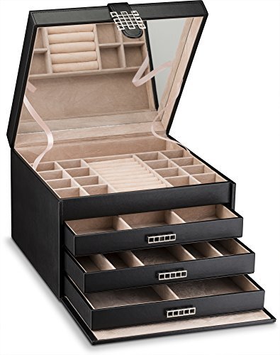 Extra Large Jewelry Box Organizer - 42 Slot Holder w Modern Closure ...