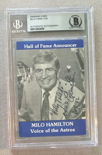 MILO HAMILTON SIGNED W/INSCRIPTION “HOLY TOLEDO” & “HOF 92” BECKETT ...