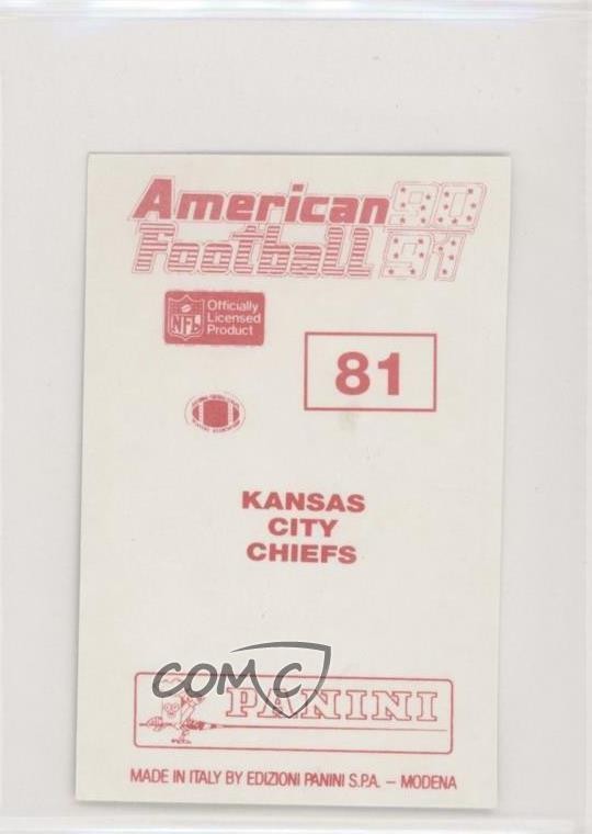 1990-91 Panini Album Stickers UK American Football Kansas City Chiefs ...