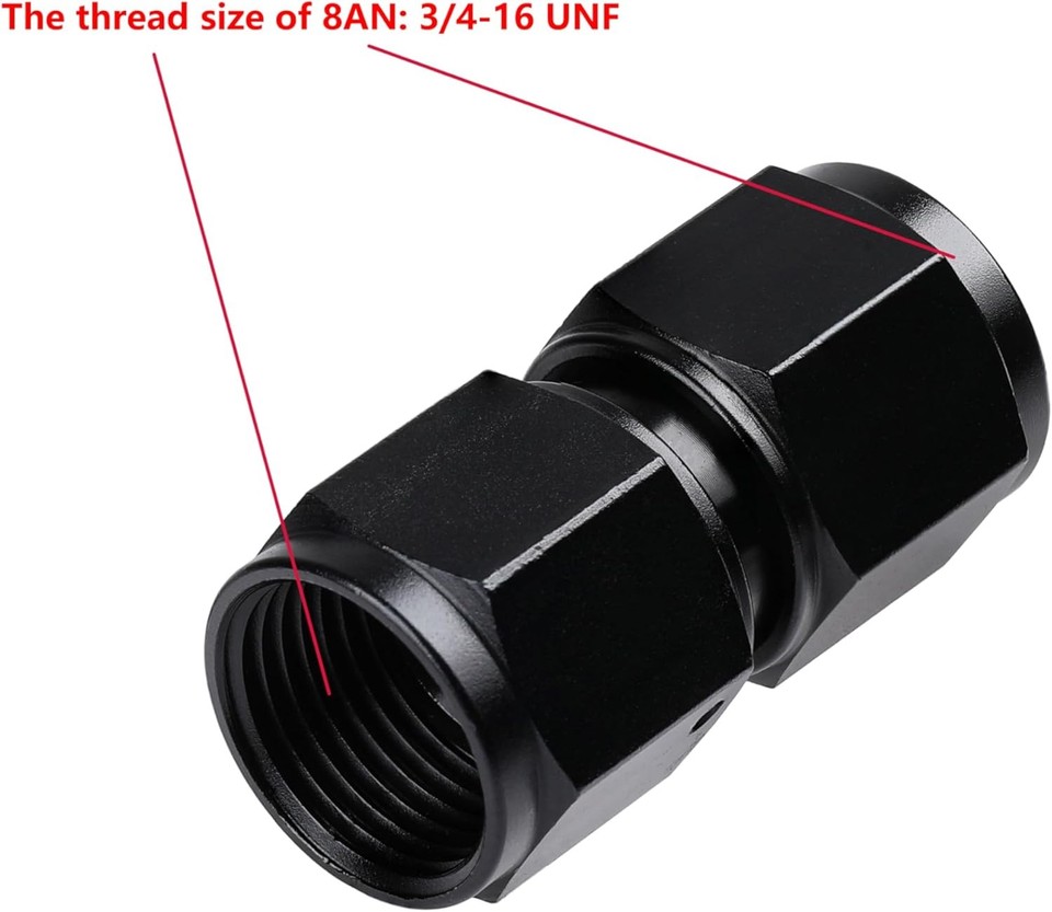 8AN Female to 8AN Female Straight Swivel Coupler Union Fitting Adapter ...