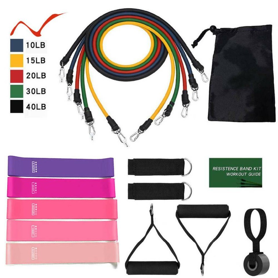 17Pcs Resistance Bands Elastic Rope Training & Physical Therapy Gym ...