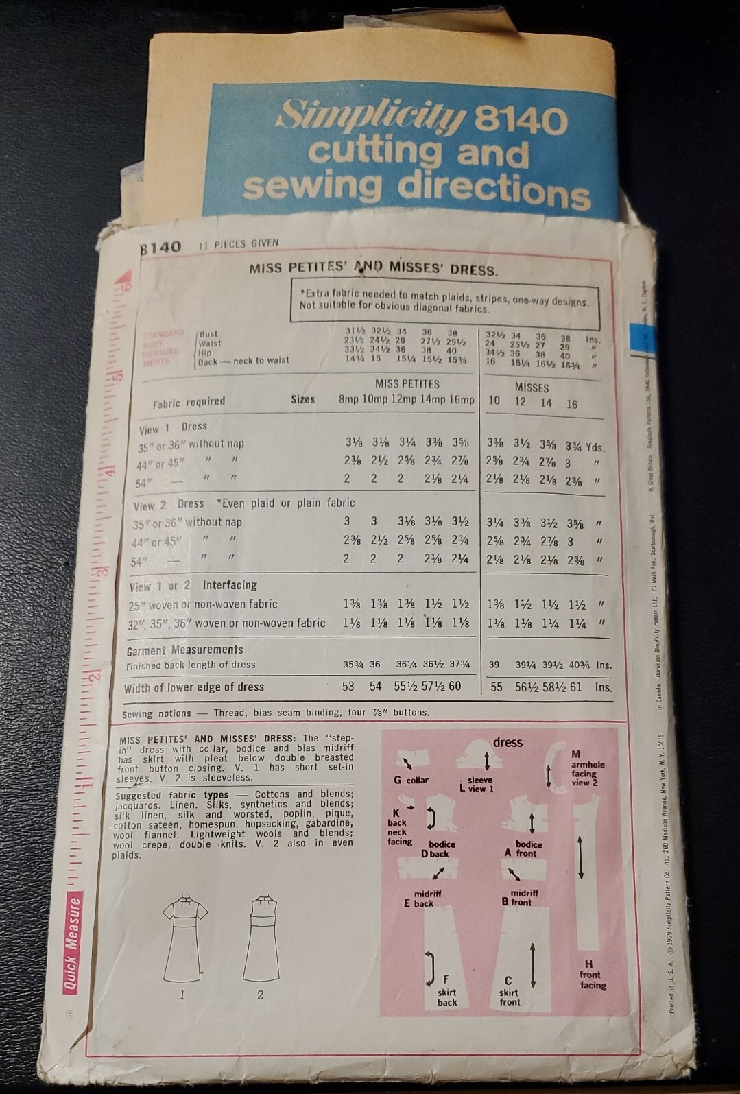 VTG 1960s Simplicity 8140 Mod Dresses Pattern size 10 | eBay