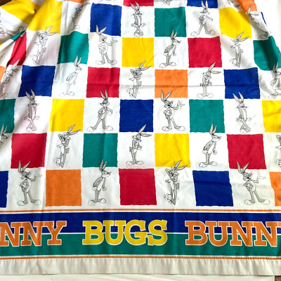 Vintage Bugs Bunny Twin Flat Bed Sheet Fabric 1997 Looney Toons | eBay