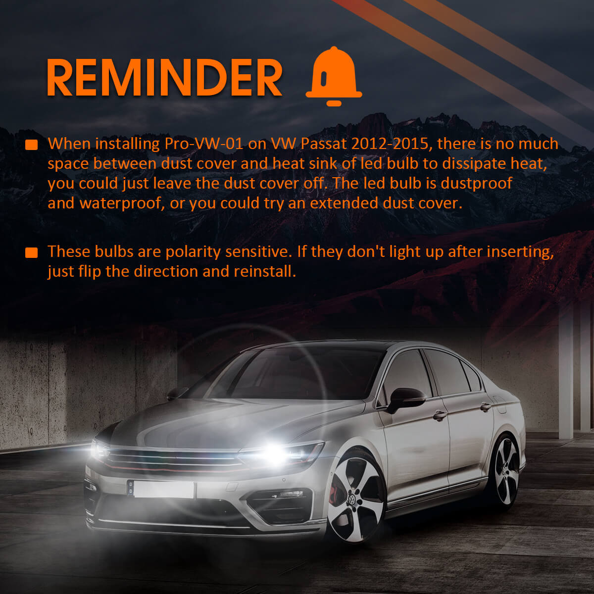 Lasfit for VW Passat 2012 2013 2014 2015 LED High Beam Headlight Bulbs ...