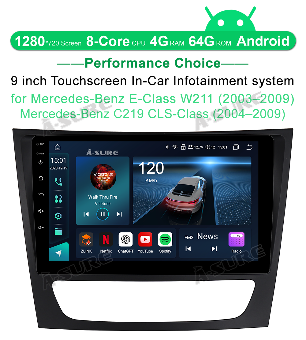 4+64G Android For Mercedes-Benz E-Class W211 E500 E350 E320 CarPlay ...