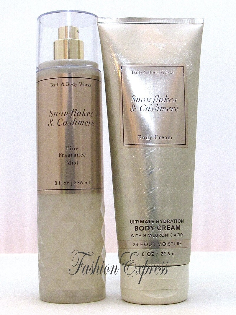 BATH & BODY WORKS SNOWFLAKES & CASHMERE BODY MIST SPRAY & BODY CREAM ...