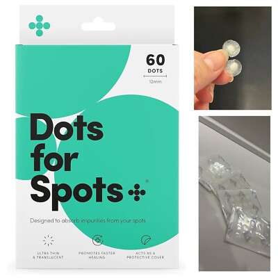 Dots for Spots Acne Patches Pack Of 60 Translucent Hydrocolloid Pimple ...