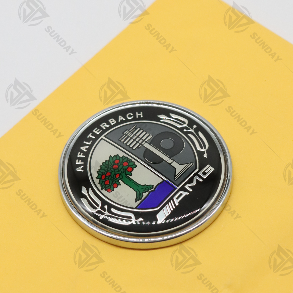 Front Hood Emblem Color Apple Tree Flat Paste Badge Decal For AMG ...