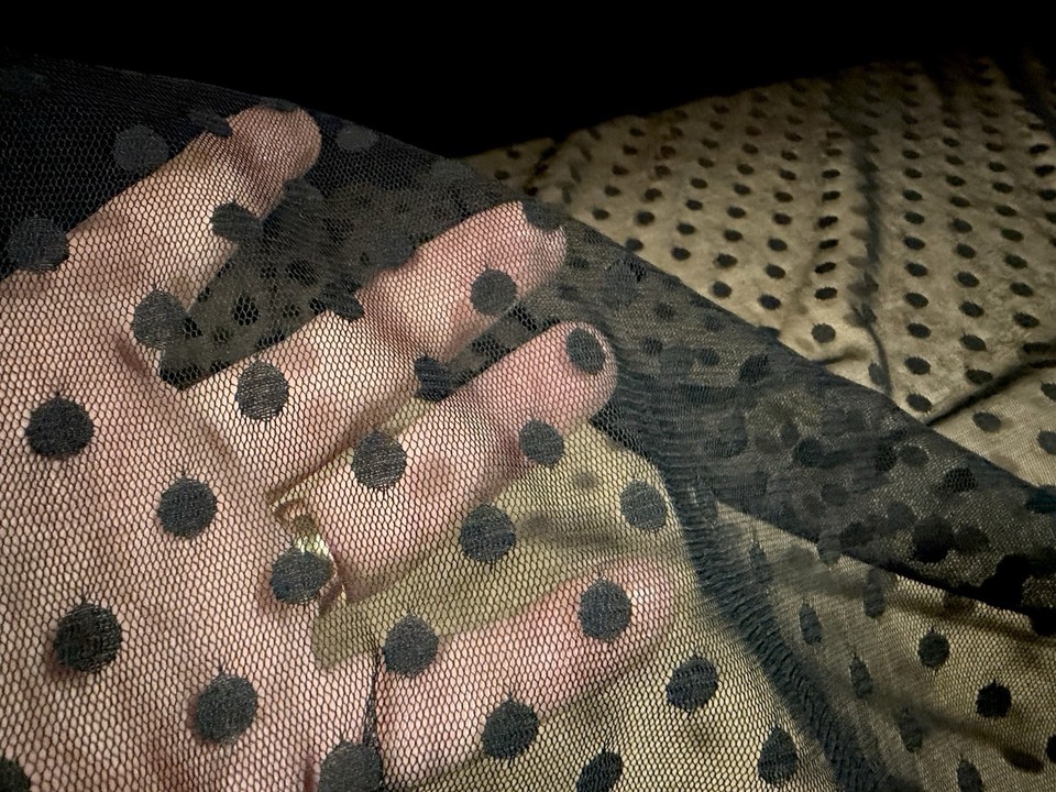 Fine Lightweight Mesh Net Fabric, Per Metre - Polka Dot - Black | eBay UK