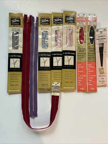 Vintage Talon And JP Coats Metal Zippers Lot Of 9 Various Colors 18” To ...