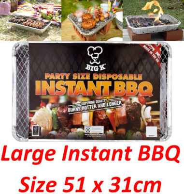 BIG K Large Disposable Outdoor Instant BBQ Charcoal Light Grill Cooking ...