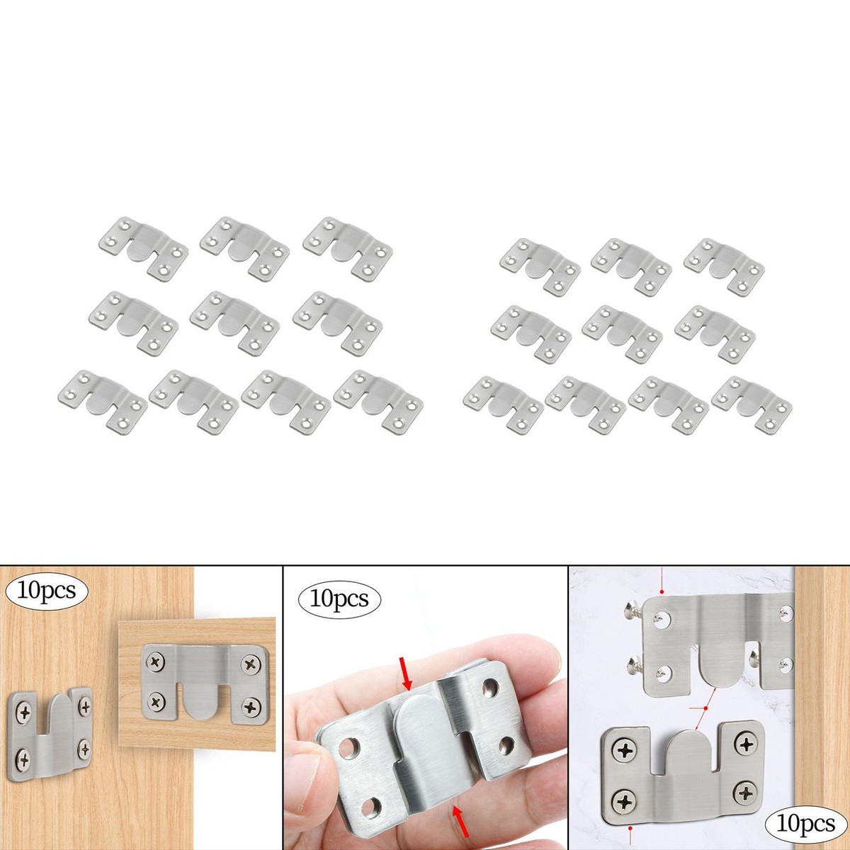 Heavy Furniture Mounting Brackets 6Pcs Black Straight Brackets Heavy