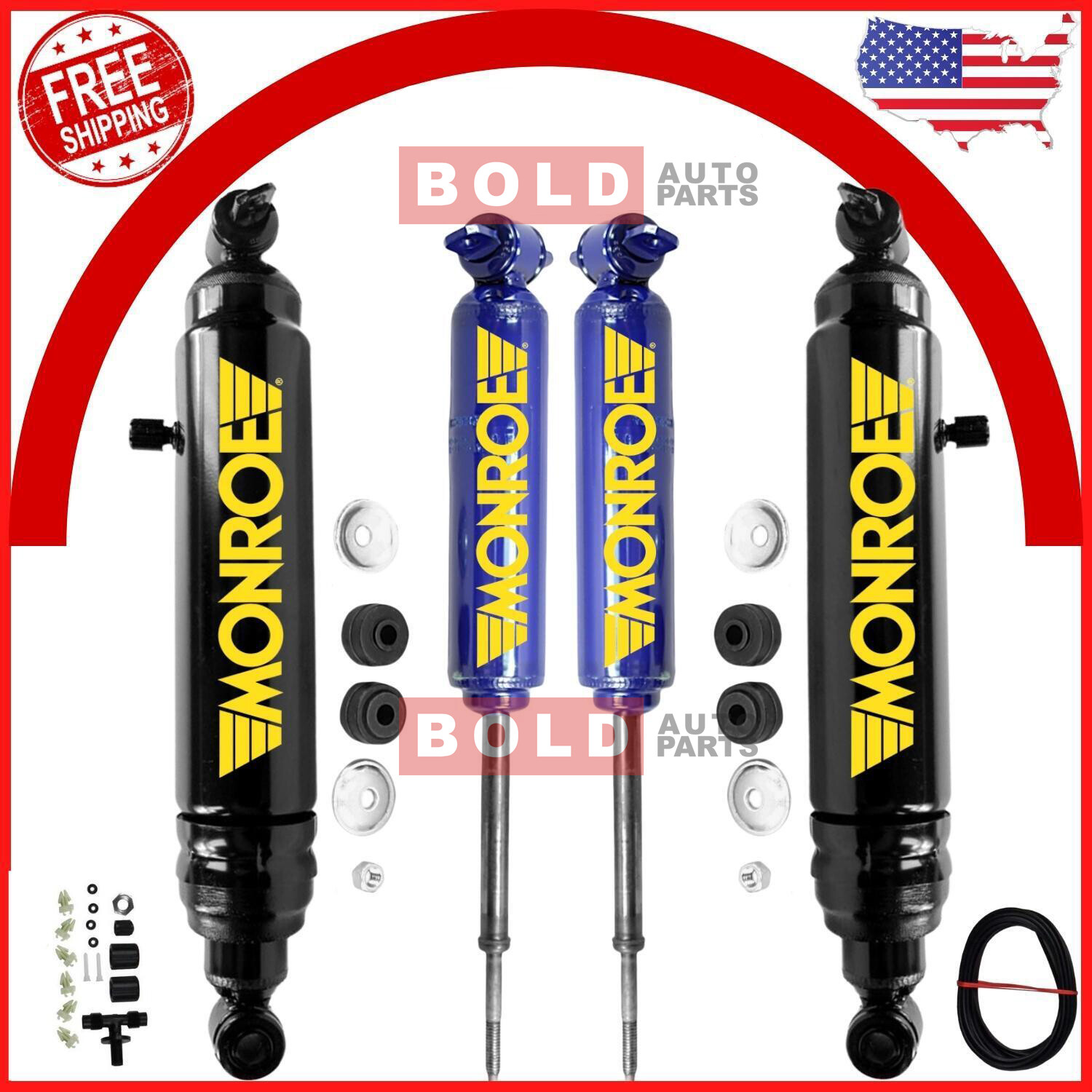 For Chevrolet C1500 GMC Front & Rear Monroe Air Adjustable Shocks ...