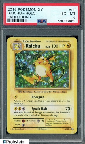 2016 Pokemon XY Evolutions Raichu HOLO #36 PSA 6 | eBay